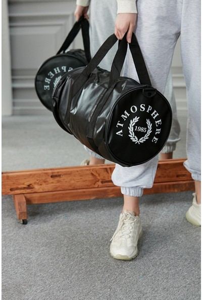 Luvenis Unisex Siyah Silindir Spor Çanta