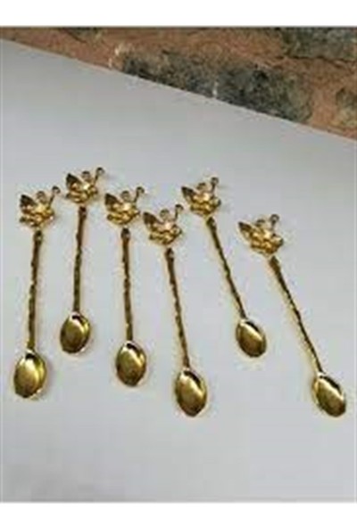 Pembis Consept Japon Gülü Motifli Gold 6 Parça Çay Kaşığı Seti