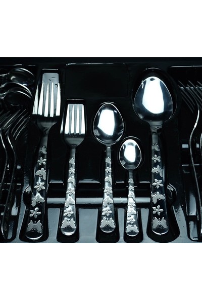 Saba 30 Parça Kelebek Desenli Çatal Kaşık Seti Saba 30 Parça Kelebek Desenli Çatal Kaşık Seti