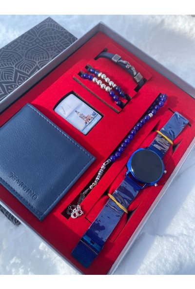 Gold Power Erkek Kol Saati & 2'li Kaplan Gözü Taşlı Bileklik & Çakmak & Tesbih Erkek Hediye Seti