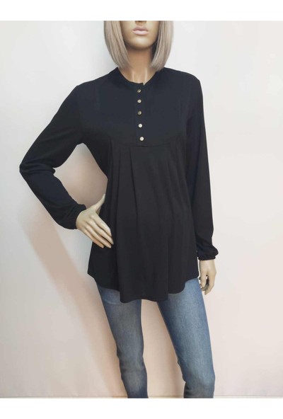 Tria Önü Düğmeli Hamilelik Bluz