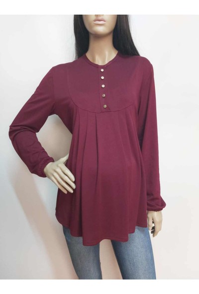 Tria Önü Düğmeli Hamilelik Bluz