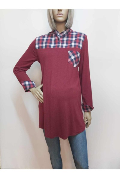 Tria Robası ve Arkası Ekoseli Hamilelik Bluz