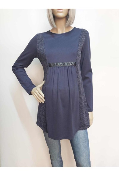 Tria Deri Detaylı Kombinli Hamilelik Bluz