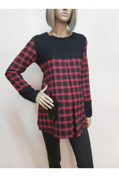 Tria Önü Pilili Ekose Hamilelik Bluz