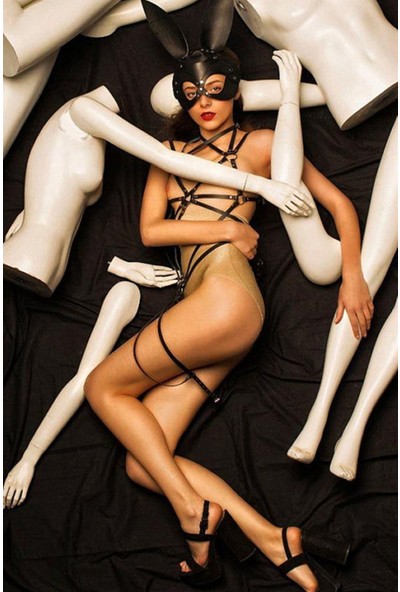 Özel Bölgesi Açık Fantezi Deri Iç Giyim - APFT258