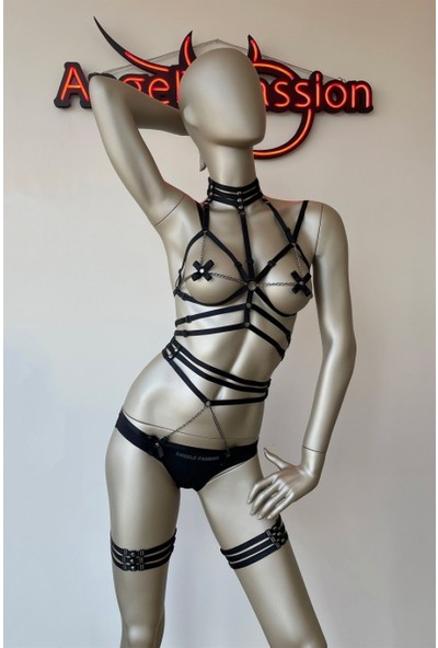 Angels Passion Vücudu Saran Seksi Lastik Body Harness Angels Passion Vücudu Saran Seksi Lastik Body Harness