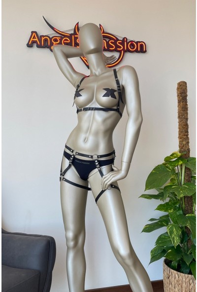 Angels Passion Kısa Bacak Harness ve Yelek Harness