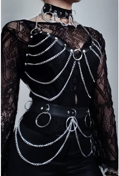 Angels Passion Zincirli Tasma, Sütyen ve Kemer Takım - APFT454