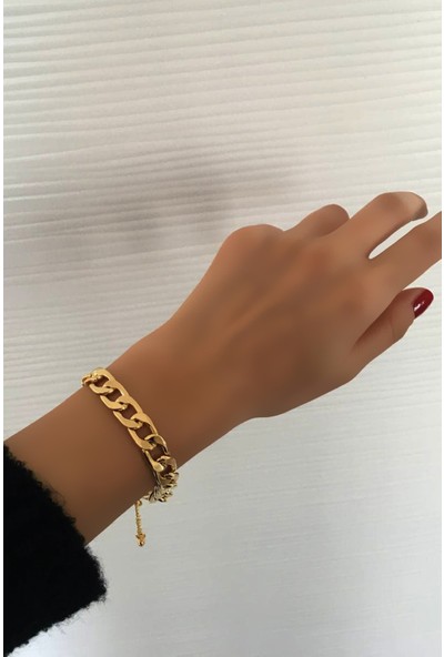 His Takı Gold 24K Altın Kaplama Klasik Zincir Bileklik Ayarlanabilir