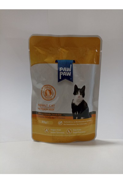 Paw Paw Yetişkin Jöleli Islak Kedi Maması Pouch 85GR Tavuk Etli Paw Paw Yetişkin Jöleli Islak Kedi Maması Pouch 85GR Tavuk Etli
