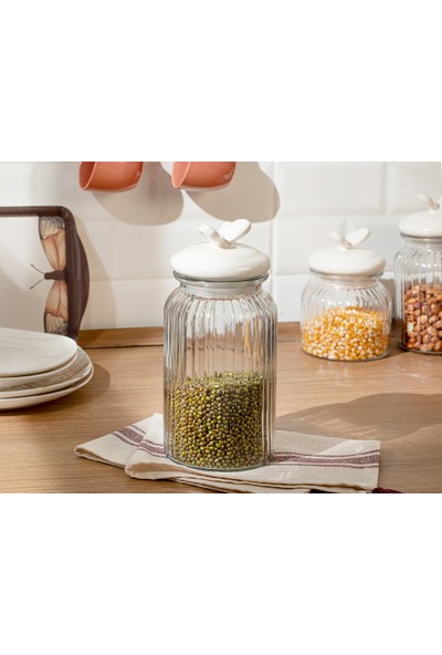 English Home Orient Cam Saklama Kavanoz 1200 ml Beyaz