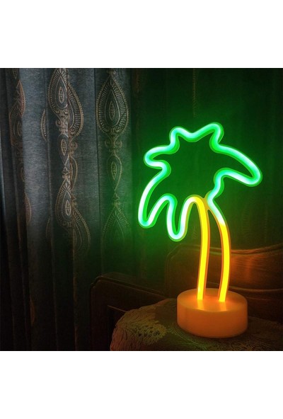 Epazzar Renkli Palmiye Ağacı Tasarımlı USB ve Pilli Neon LED Gece Lambası Epazzar Renkli Palmiye Ağacı Tasarımlı USB ve Pilli Neon LED Gece Lambası