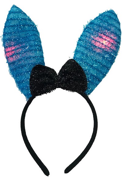 Lilibety LED Işıklı Yanar Söner Püsküllü Mavi Renk Tavşan Tacı