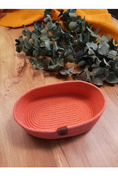 Joyso Pamuk İp El Yapımı Ekmek Sepeti 22 x 12 x 5 cm.