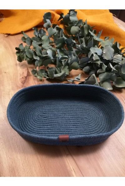 Joyso Pamuk İp El Yapımı Ekmek Sepeti 25 x 15 x 5 cm.