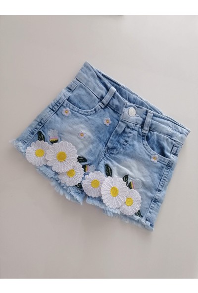 Lilitop Ekoseli Çiçek Baskılı Kız Şortlu Takım