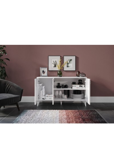 Kzn Home 3 Kapaklı Çok Amaçlı Beyaz Konsol Kzn Home 3 Kapaklı Çok Amaçlı Beyaz Konsol