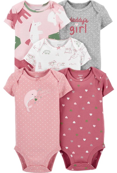 Layette Kız Bebek 5'li Kısa Kollu Body Set
