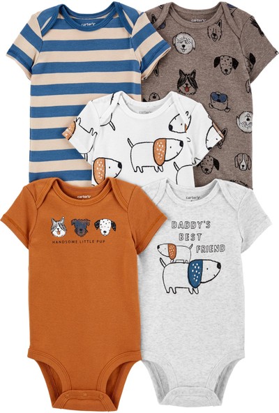 Carter's Layette Erkek Bebek 5'li Kısa Kollu Body Set Carter's Layette Erkek Bebek 5'li Kısa Kollu Body Set