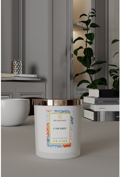 Sum Studio Kiraz Şakayık Kokulu Pamuk Fitilli Doğal Mum 180 gr