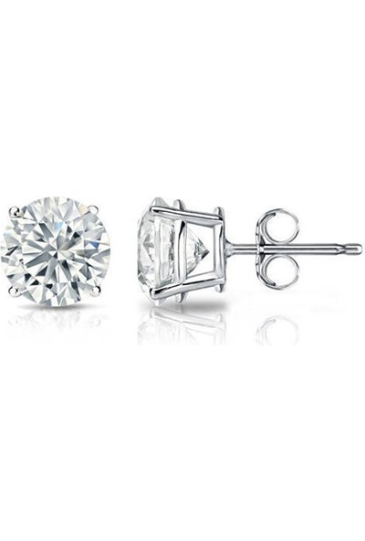 Olivia Pırlanta Montürlü Tek Taş Gümüş Renk Kadın Küpe