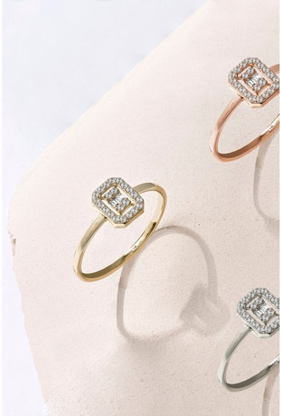 Olivia Baget Taşlı Ayarlanabilir 14 K Rose Gold Kaplama Kadın Yüzük