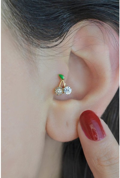 Sacce Scarves&Accessories Kiraz Halka Tragus Piercing Helix Kıkırdak Küpesi Sacce Scarves&Accessories Kiraz Halka Tragus Piercing Helix Kıkırdak Küpesi