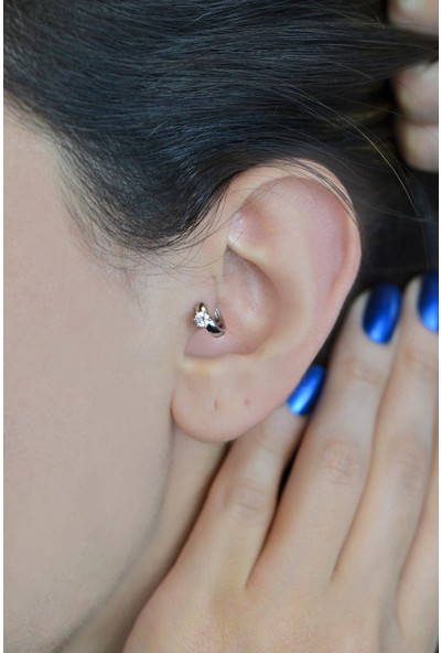 Sacce Scarves&Accessories Tektaş Halka Tragus Piercing Helix Kıkırdak Küpesi Gümüş Renk Sacce Scarves&Accessories Tektaş Halka Tragus Piercing Helix Kıkırdak Küpesi Gümüş Renk