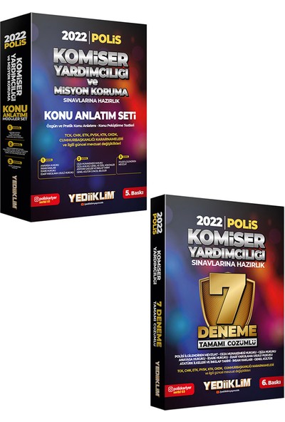 Yediiklim Yayınları 2022 Komiser Yardımcılığı ve Misyon Koruma Sınavlarına Hazırlık Konu Anlatım+7 Deneme Yediiklim Yayınları 2022 Komiser Yardımcılığı ve Misyon Koruma Sınavlarına Hazırlık Konu Anlatım+7 Deneme