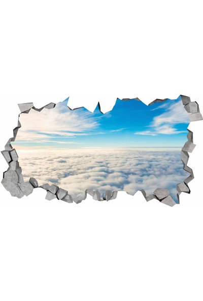 Duvar Dekor Duvar Kırığı Gökyüzü Bulutlar 3 Boyutlu Sticker 004