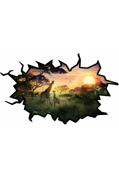 Duvar Dekor Duvar Kırığı Gün Batımı Safari Zürafalar Sticker 088 Duvar Dekor Duvar Kırığı Gün Batımı Safari Zürafalar Sticker 088