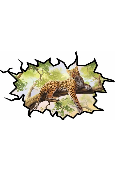 Duvar Dekor Duvar Kırığı Leopar Sticker 089