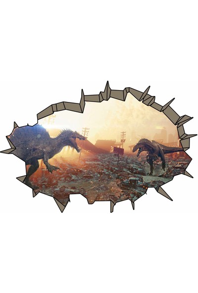 Duvar Dekor Duvar Kırığı Yırtıcı Dinozorlar 3D Sticker 108