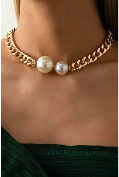 Yosemite Jewelry Çift Incili Zincir Choker Kolye Yosemite Jewelry Çift Incili Zincir Choker Kolye