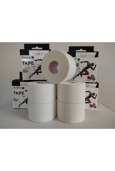 Kindmax Rigid Fiksasyon Yapışkanlı Sporcu Bandajı 3.7 cm x 10 M Sports Therapy Tape 5'li Set (Pakette 5 Adet)