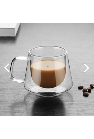 Çavdar Group Çift Camlı Çift Cidarlı Kupa Fincan 250 ml Çift Katmanlı Kulplu Cam Kupa Bardak Çavdar Group Çift Camlı Çift Cidarlı Kupa Fincan 250 ml Çift Katmanlı Kulplu Cam Kupa Bardak