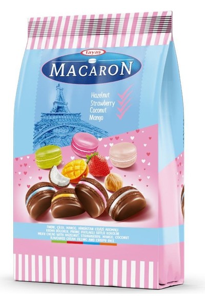 Tayaş Macaron Krema Dolgulu ve Pirinç Patlaklı Sütlü Çikolatalı Kokolin 500 gr