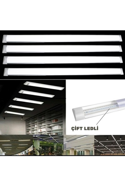 Kts Store 4 Adet 40W Floresan Yatay LED Bant Armatür Tavan Aydınlatma [120 cm LED Armatür]