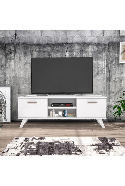 Nur Mobilya 120 cm Tv Sehpası Beyaz