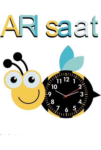 Ferves 38 cm Arı Şeklinde Çocuk Odası Sarı Siyah Duvar Saati
