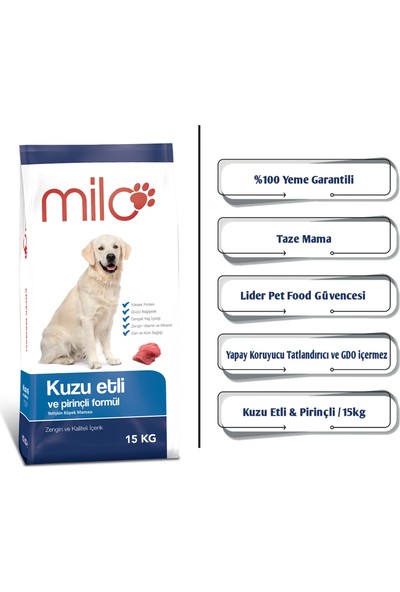 Milo Kuzu Etli & Pirinçli Yetişkin Köpek Maması 15 Kg Milo Kuzu Etli & Pirinçli Yetişkin Köpek Maması 15 Kg