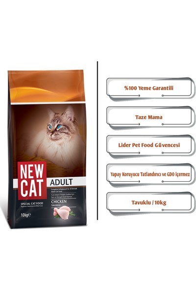 Newcat New Cat Tavuklu Yetişkin Kedi Maması 10 kg Newcat New Cat Tavuklu Yetişkin Kedi Maması 10 kg