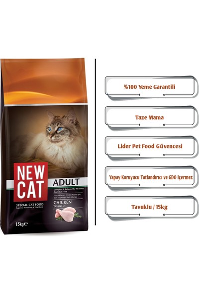 Newcat Tavuklu Yetişkin Kedi Maması 15 kg
