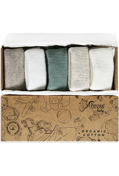 Bross Kutulu 5li Organik Pamuk Bebek Çorabı -1
