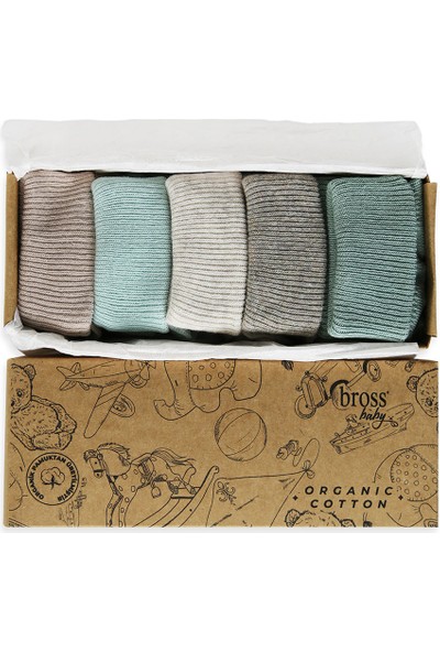 Bross Kutulu 5li Organik Pamuk Bebek Çorabı -2