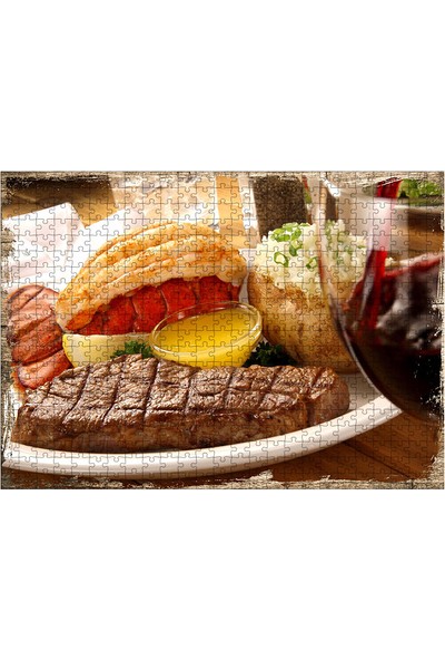 Tablomega Ahşap Mdf Puzzle Yapboz Süslü Biftek ve Istakoz Yemeği 500 Parça 50*70 cm Tablomega Ahşap Mdf Puzzle Yapboz Süslü Biftek ve Istakoz Yemeği 500 Parça 50*70 cm