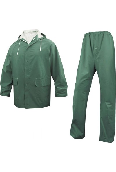 Delta Plus EN304 Pvc Kaplı Yağmurluk Ceket & Pantolon Takım - Renk Yeşil - Beden L