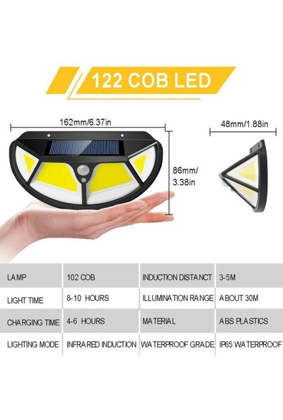 Bernam Solar Güneş Enerjili 122 Cob Ledli 3 Modlu Hareket Sensörlü Oval Bahçe Lambası Bernam Solar Güneş Enerjili 122 Cob Ledli 3 Modlu Hareket Sensörlü Oval Bahçe Lambası