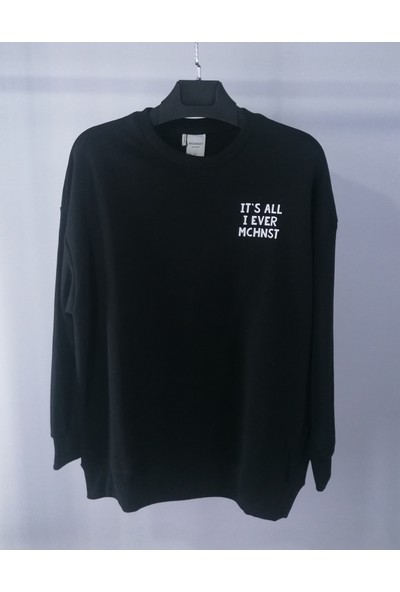 Özkan Collection Bisiklet Yaka Sırtı It's The Future Baskılı Oversize Sweatshirt